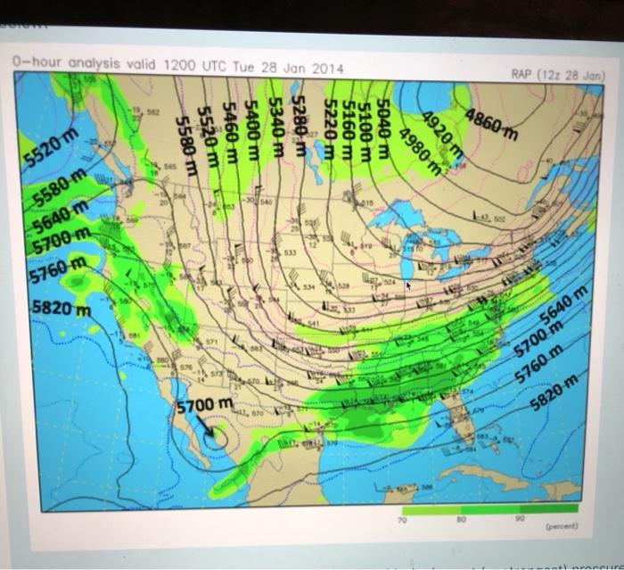 Solved The image below shows the 500 mb map from 6:00 a.m. | Chegg.com