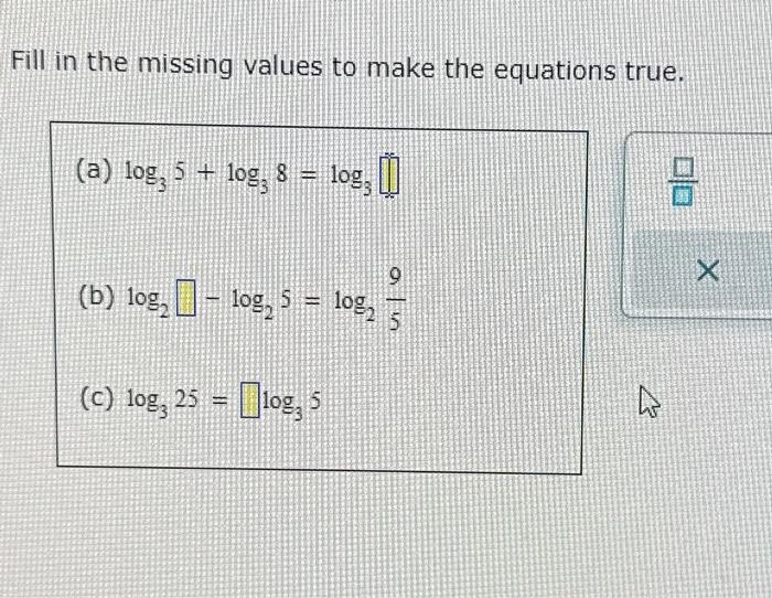 Solved Fill in the missing values to make the equations | Chegg.com