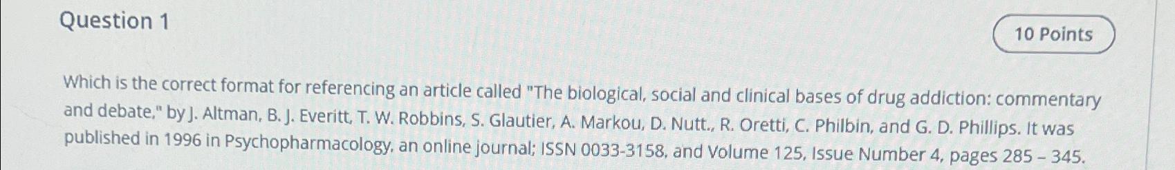 Solved Question 1Which is the correct format for referencing | Chegg.com
