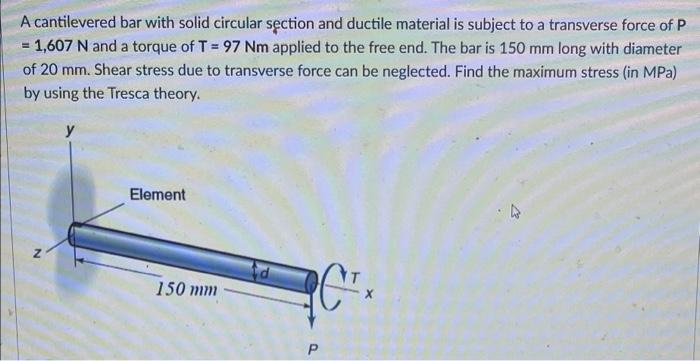 Solved A cantilevered bar with solid circular sęction and | Chegg.com