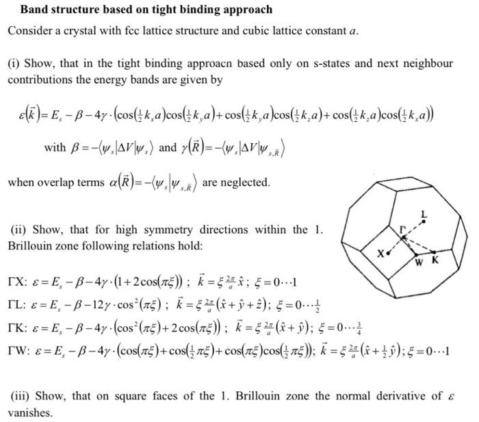 Solved Band structure based on tight binding approach | Chegg.com
