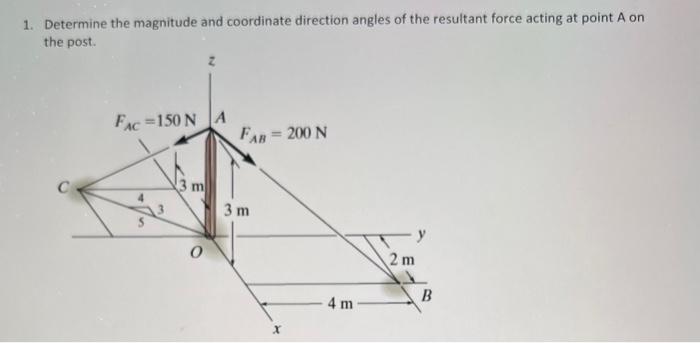 [solved] 1 Determine The Magnitude And Coordinate Directi