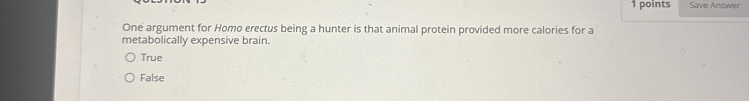 Solved 1 ﻿pointsSave AnswerOne argument for Homo erectus | Chegg.com