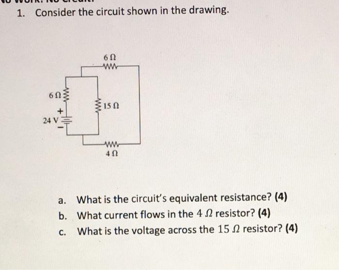 Solved 1. Consider the circuit shown in the drawing. 6 Ω w 6 | Chegg.com