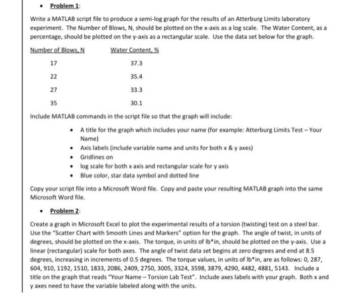 Solved Write a MATLAB script file to produce a semi-log | Chegg.com