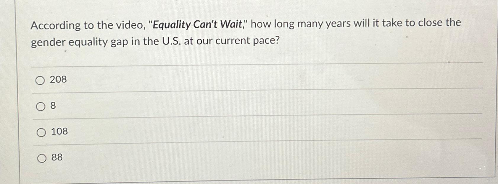 Solved According to the video, "Equality Can't Wait," how | Chegg.com