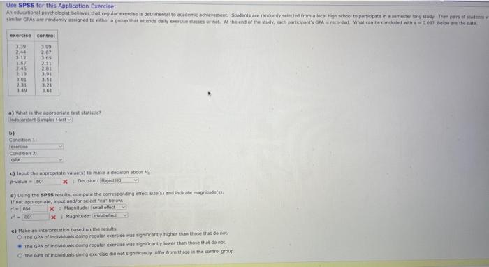 Use Spss for this Application Exercise: | Chegg.com