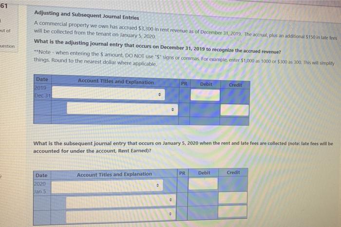 Solved 60 1 Adjusting and subsequent Journal Entries | Chegg.com
