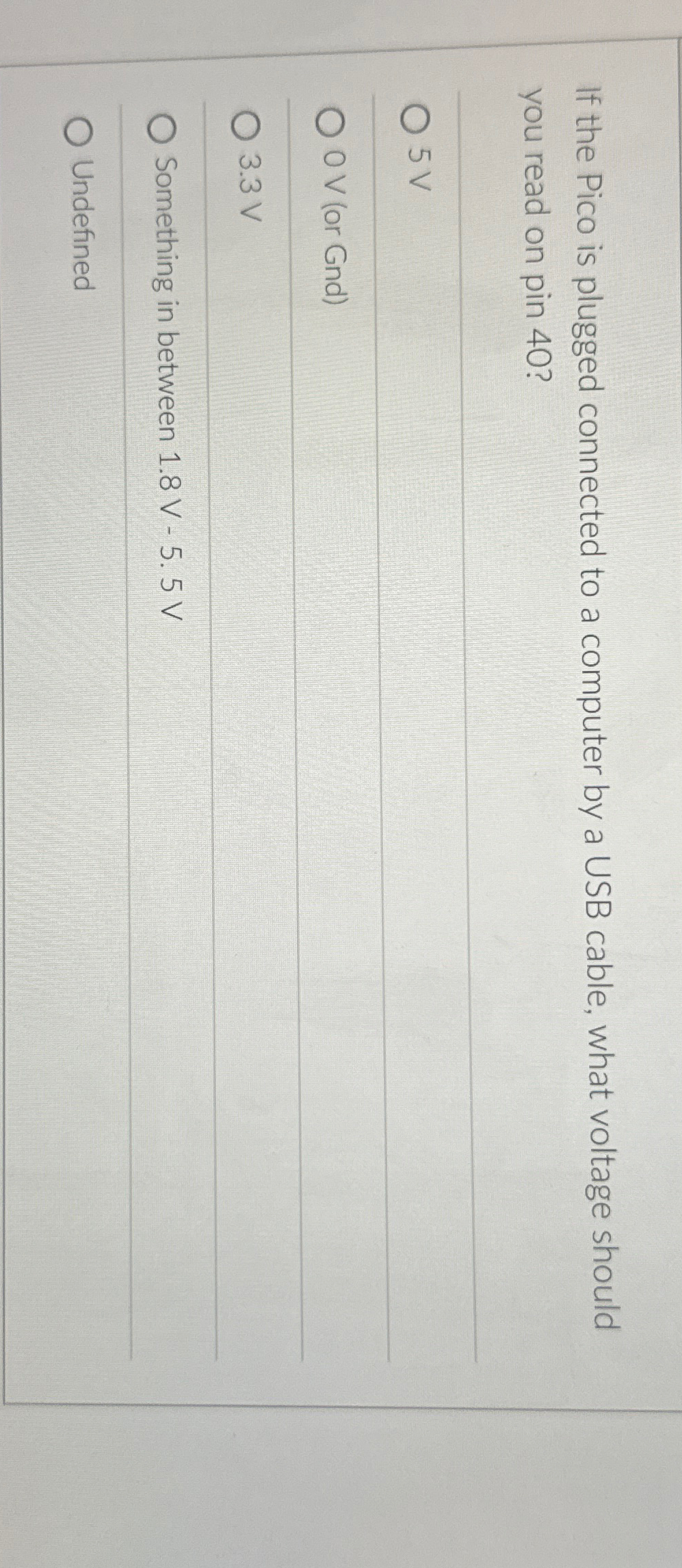 Solved If the Pico is plugged connected to a computer by a | Chegg.com