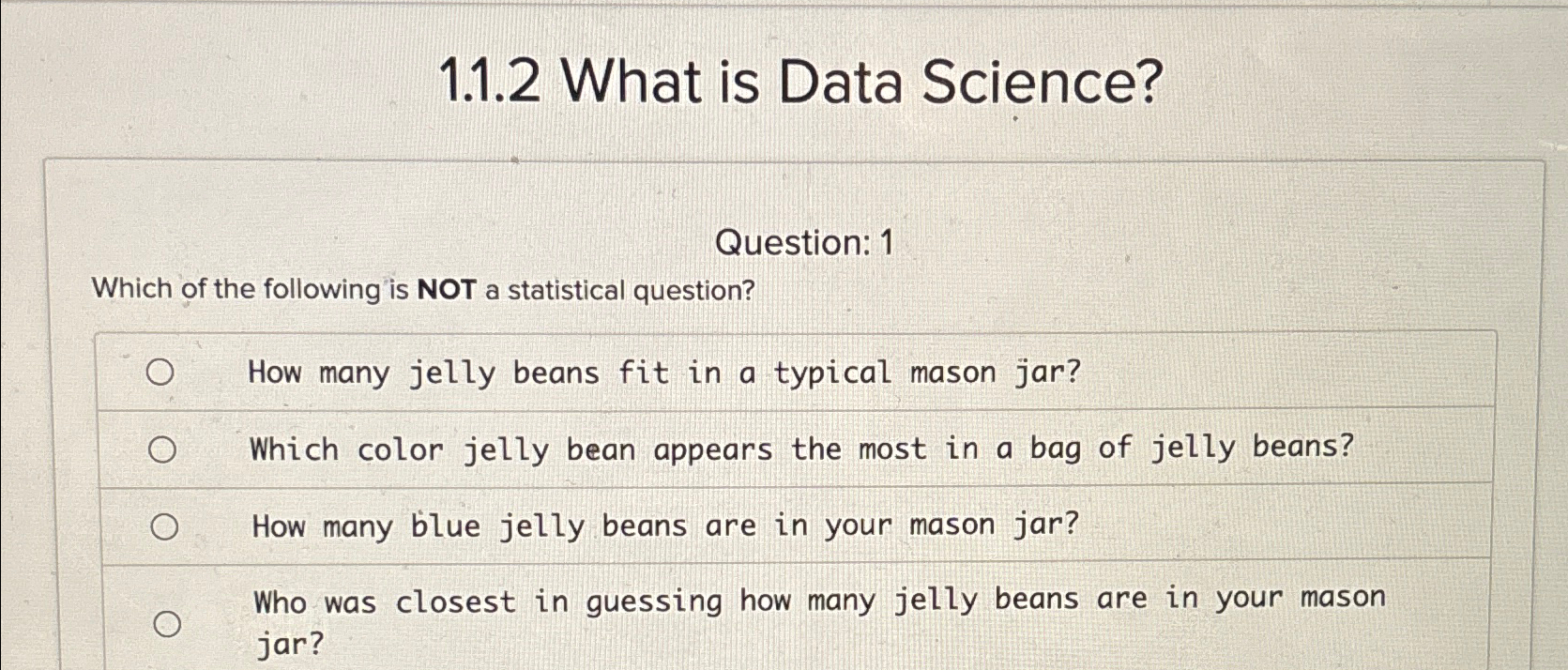 Solved 1.1.2 ﻿What is Data Science?Question: 1Which of the | Chegg.com