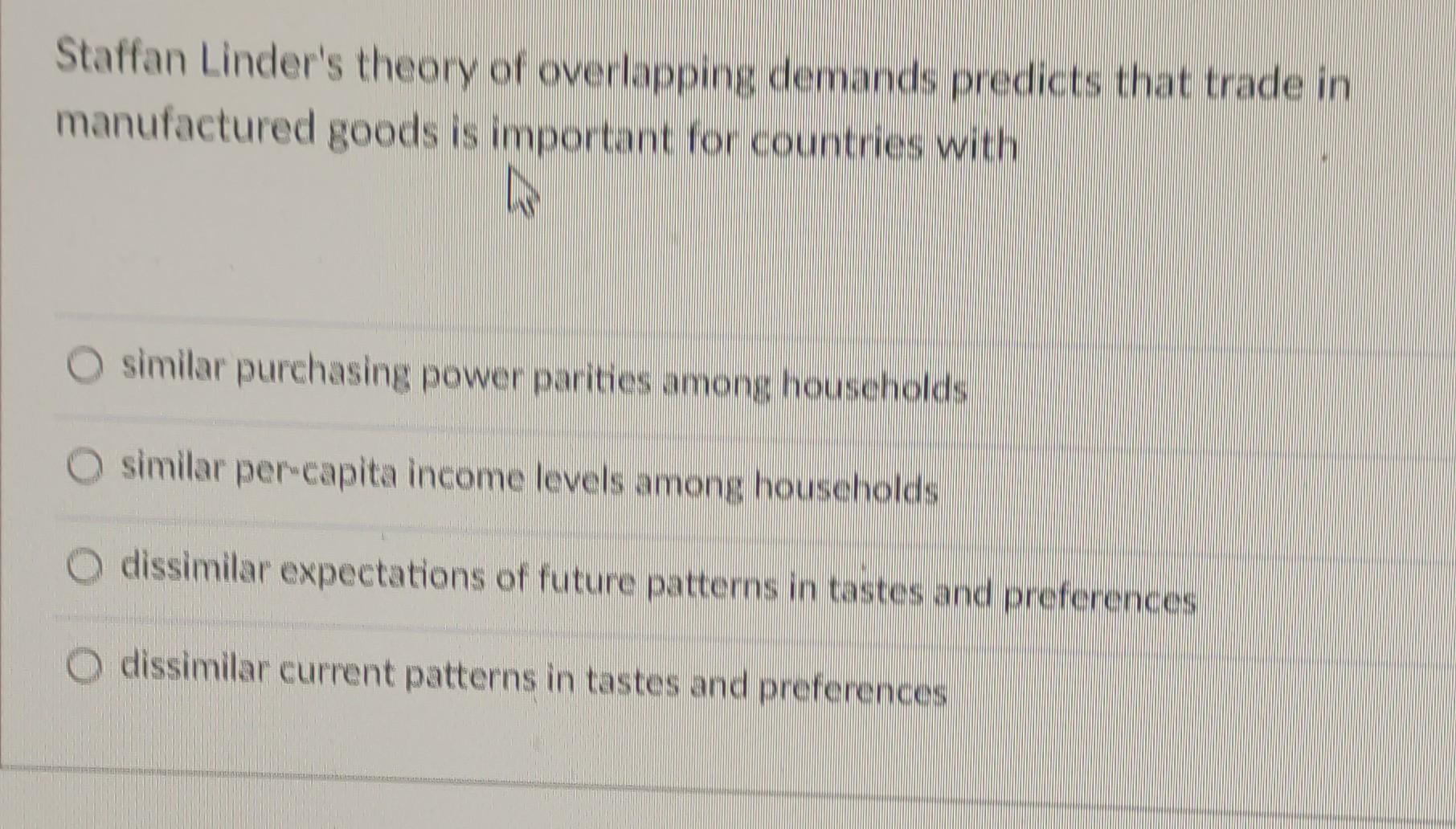 Solved Staffan Linder's theory of overlapping demands | Chegg.com