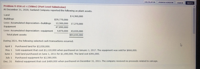 Solved Problem 9-05A al-c (Video) (Part Level Submission) At | Chegg.com
