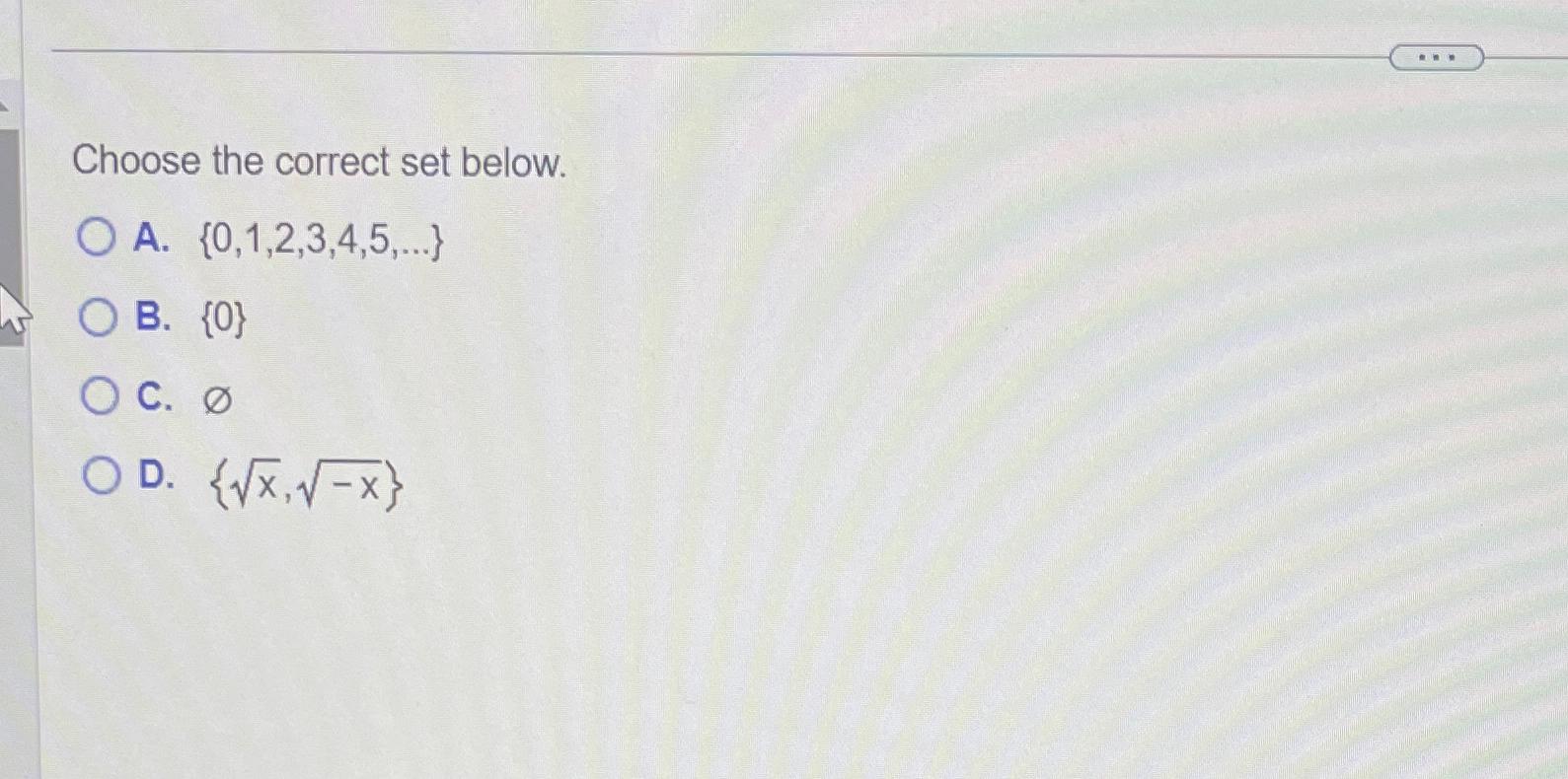 Choose the correct set | Chegg.com