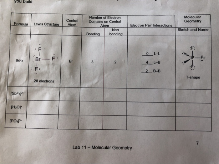 Solved you build Molecular Geometry Formula Lewis Structure | Chegg.com