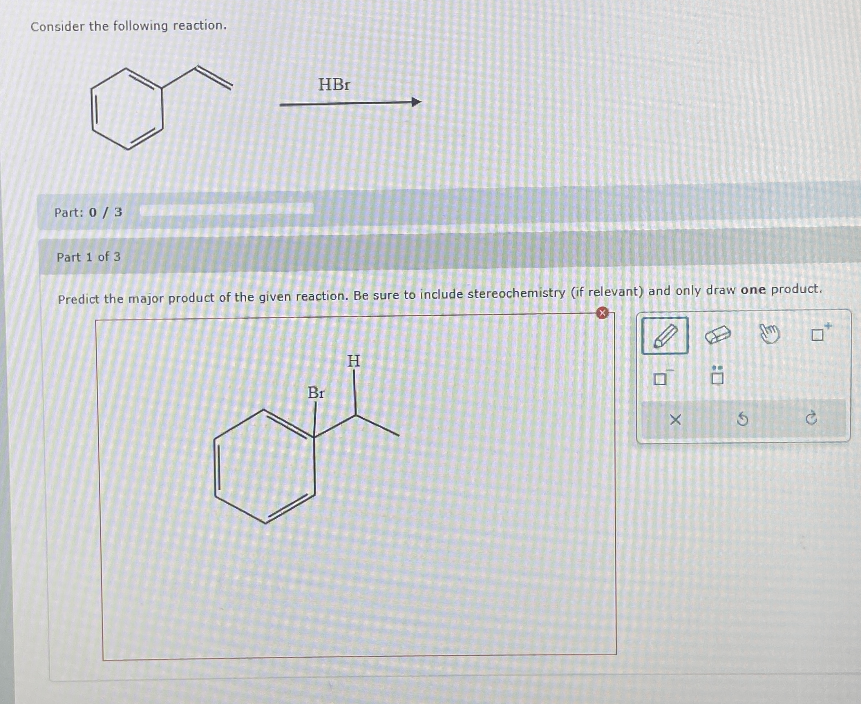 Solved Consider the following reaction. →HBrPart: | Chegg.com