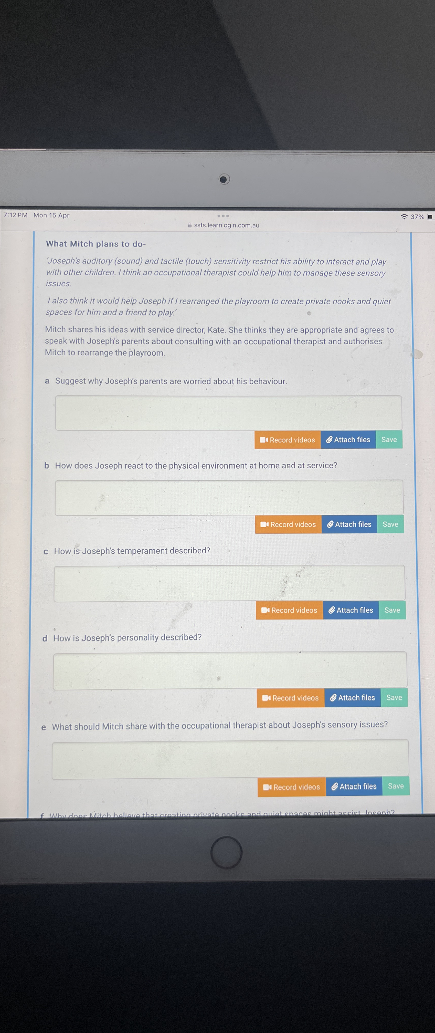 Solved 7:12 ﻿PM Mon 15 ﻿AprWhat Mitch plans to do-'Joseph's | Chegg.com
