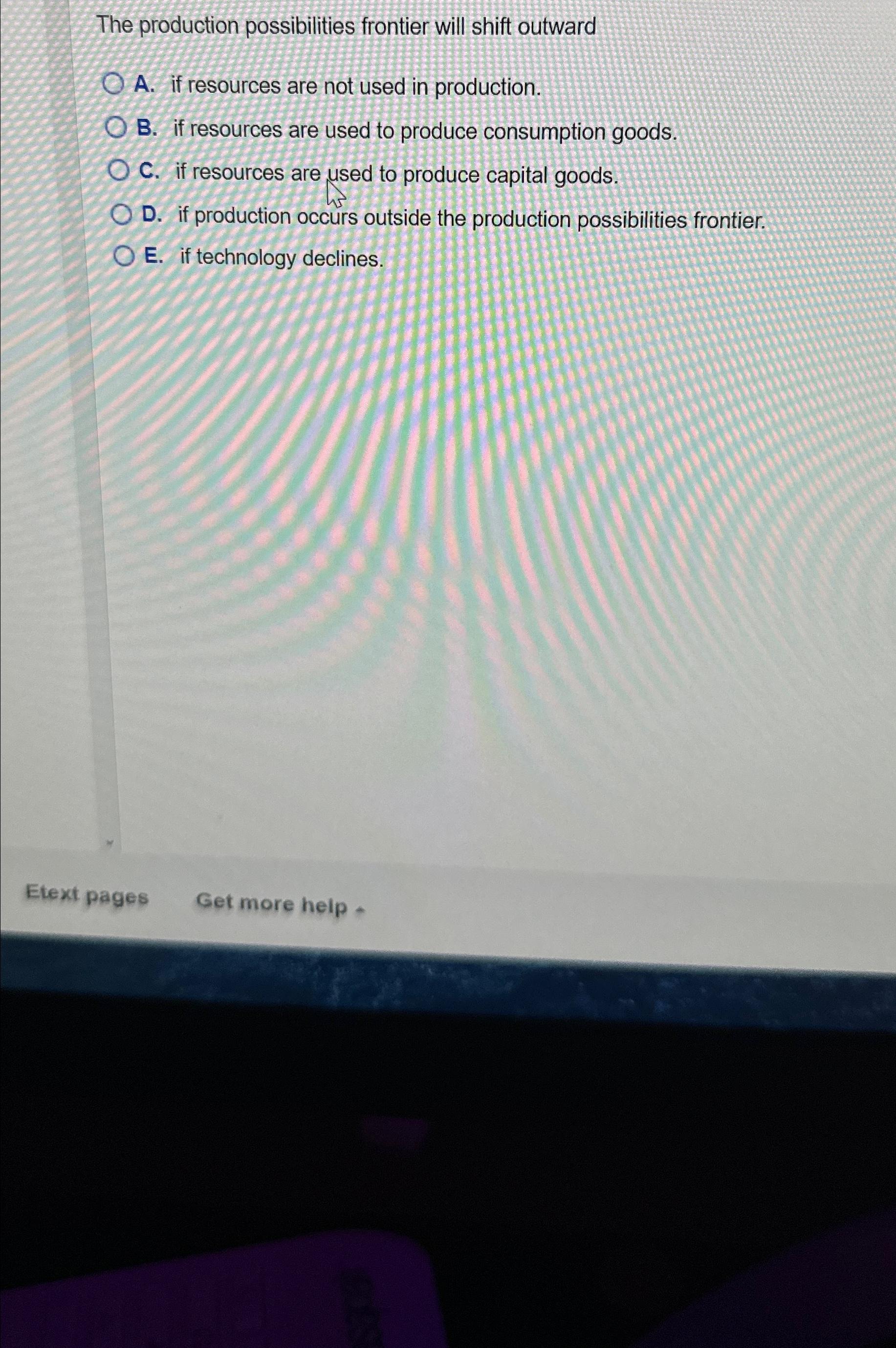 Solved The production possibilities frontier will shift | Chegg.com