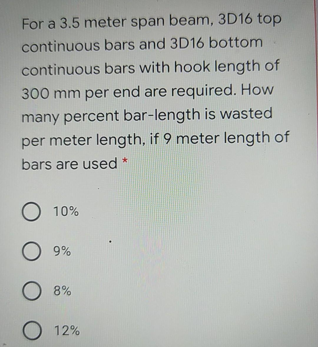 Solved For a 3.5 meter span beam, 3D16 top continuous bars | Chegg.com