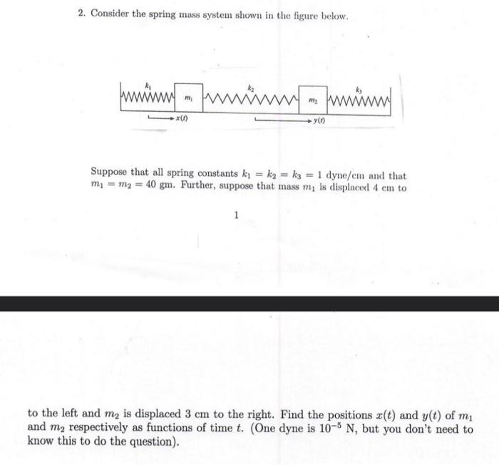 Solved coupled mass spring system, differential equations. | Chegg.com