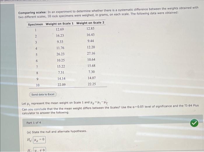 Solved Comparing scales: In an experiment to determine | Chegg.com