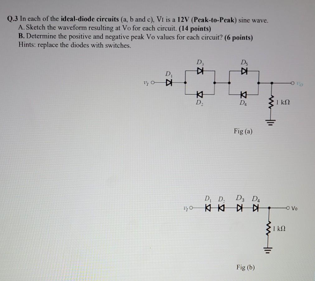 Solved Q.3 In each of the ideal-diode circuits (a, b and c), | Chegg.com
