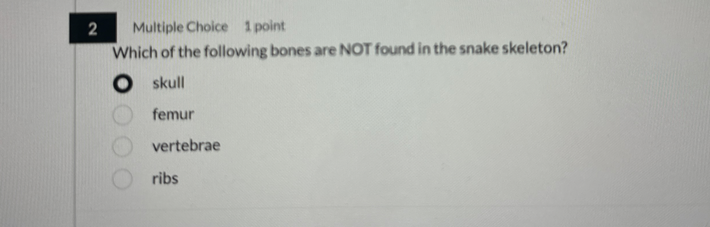Solved 2Multiple Choice 1 pointWhich of the following bones | Chegg.com Solved 2Multiple Choice 1 pointWhich of the following bones | Chegg.com