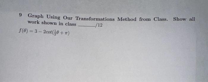 Solved 9 Graph Using Our Transformations Method from Class. | Chegg.com