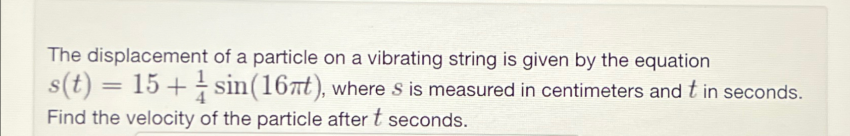 Solved The displacement of a particle on a vibrating string | Chegg.com
