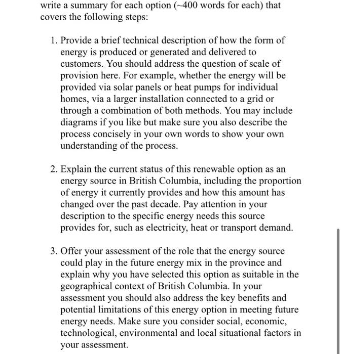 Solved write a summary for each option (-400 words for each) | Chegg.com
