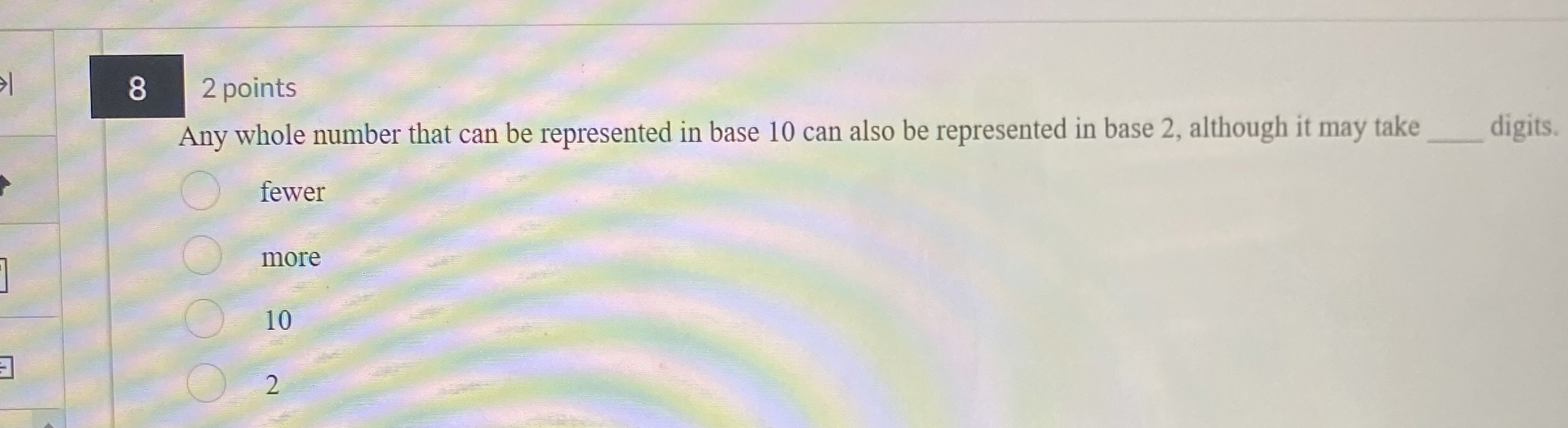 Solved 82 ﻿pointsAny whole number that can be represented in | Chegg.com