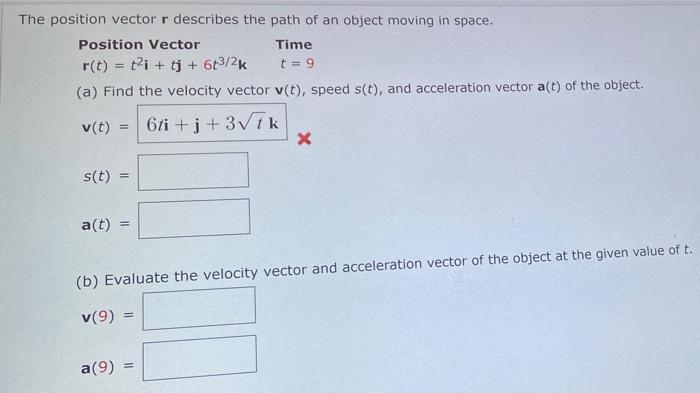 Solved The position vector r describes the path of an object | Chegg.com