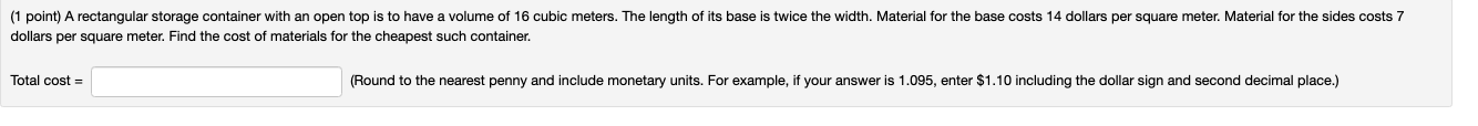 Solved dollars per square meter. Find the cost of materials | Chegg.com