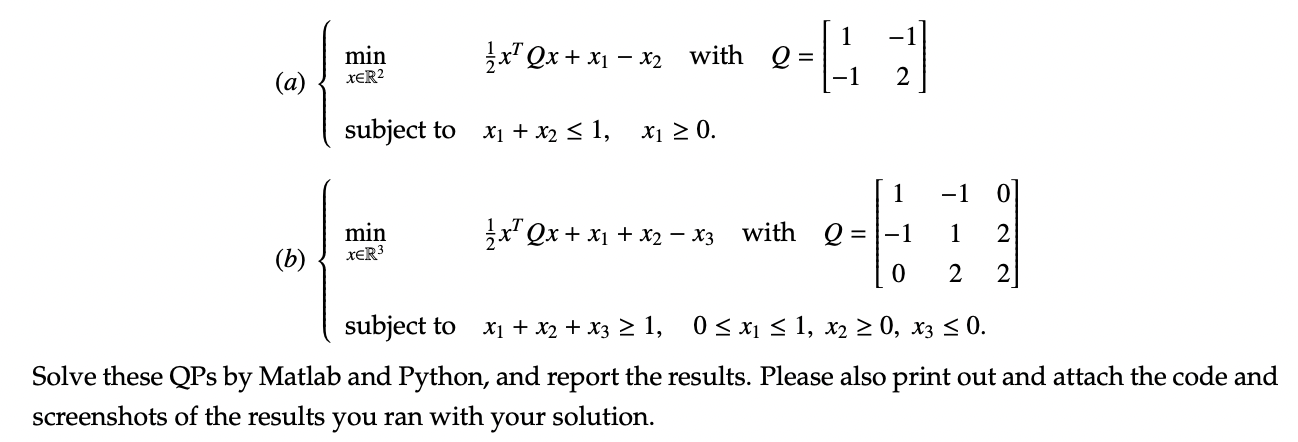 Solved Question 3. (25 ﻿points): (General QPs) ﻿Transform | Chegg.com