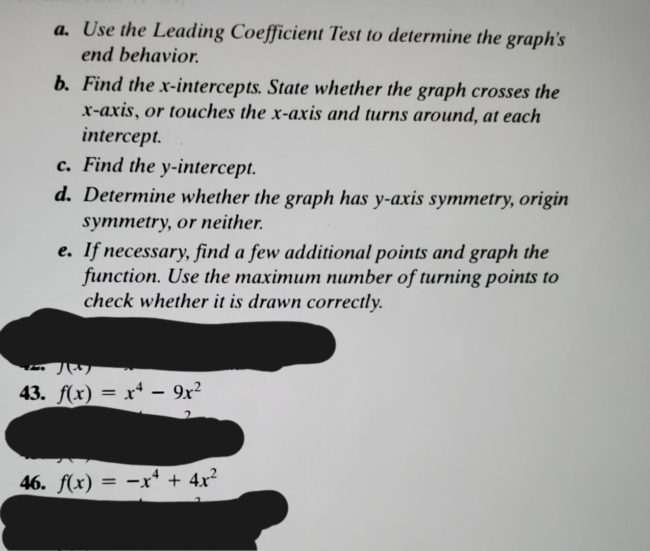 Solved a. Use the Leading Coefficient Test to determine the | Chegg.com