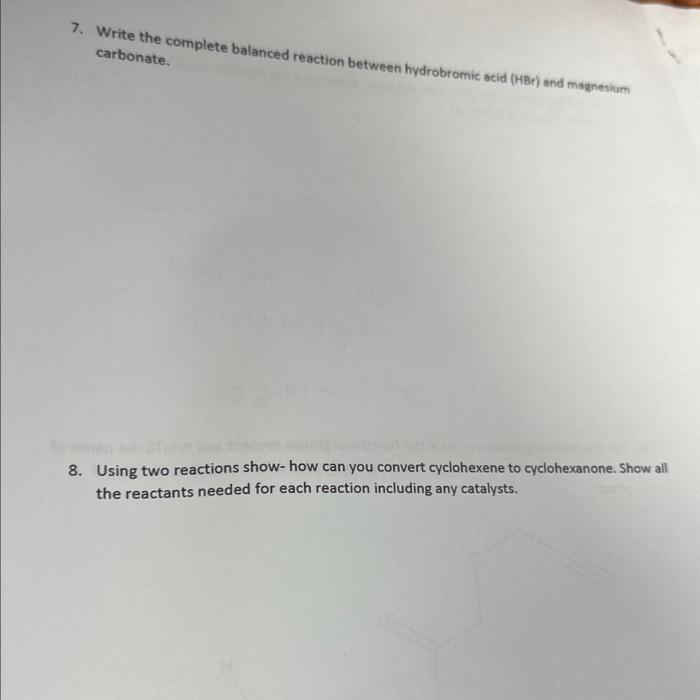 Solved 7. Write the complete balanced reaction between | Chegg.com