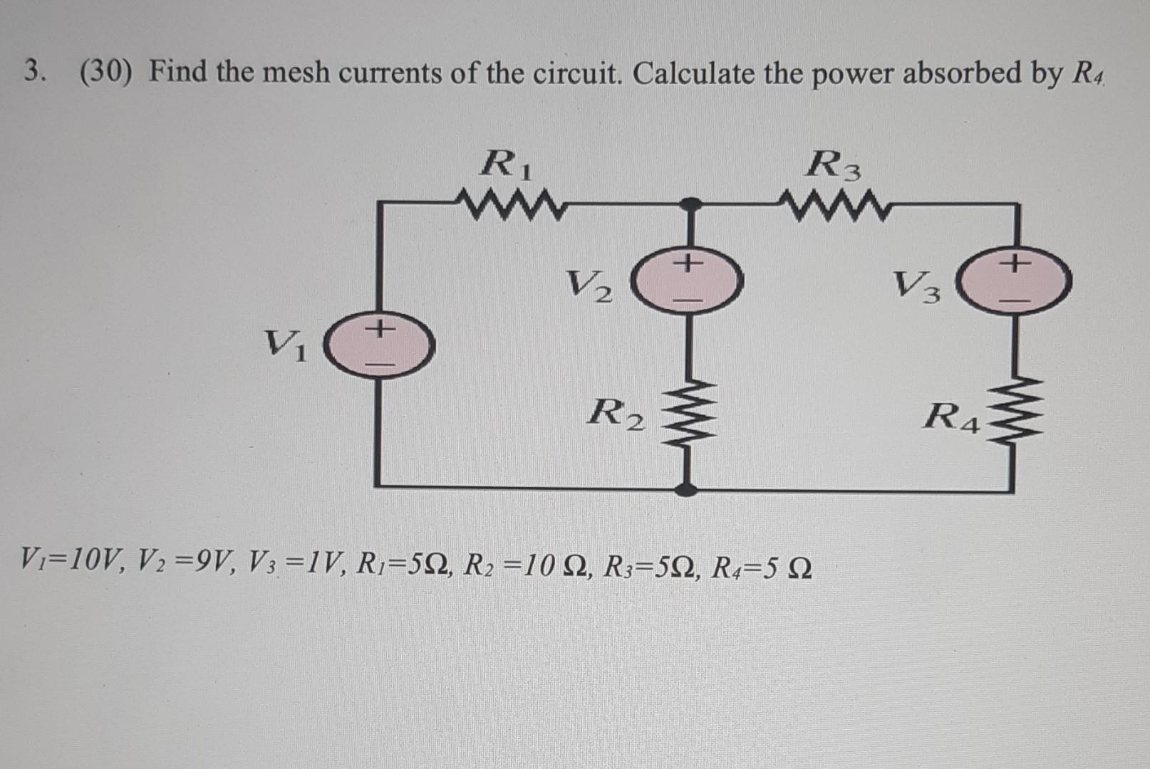 Solved 3. (30) Find the mesh currents of the circuit. | Chegg.com