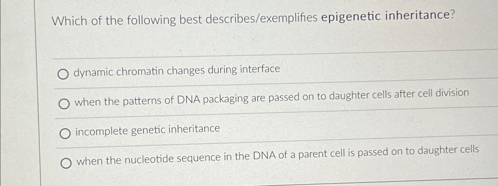 Solved Which of the following best describes/exemplifies | Chegg.com