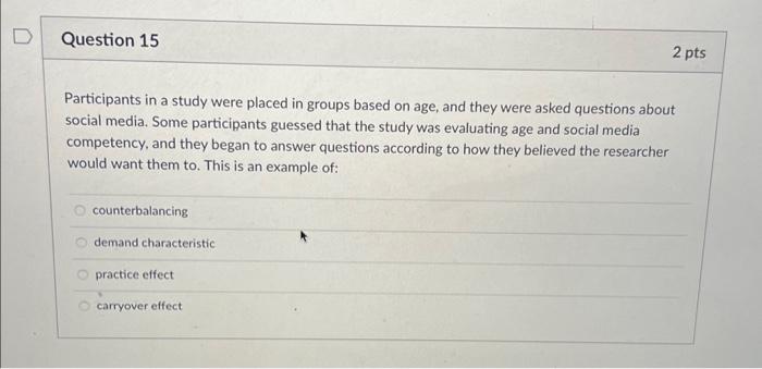 Solved Participants in a study were placed in groups based | Chegg.com