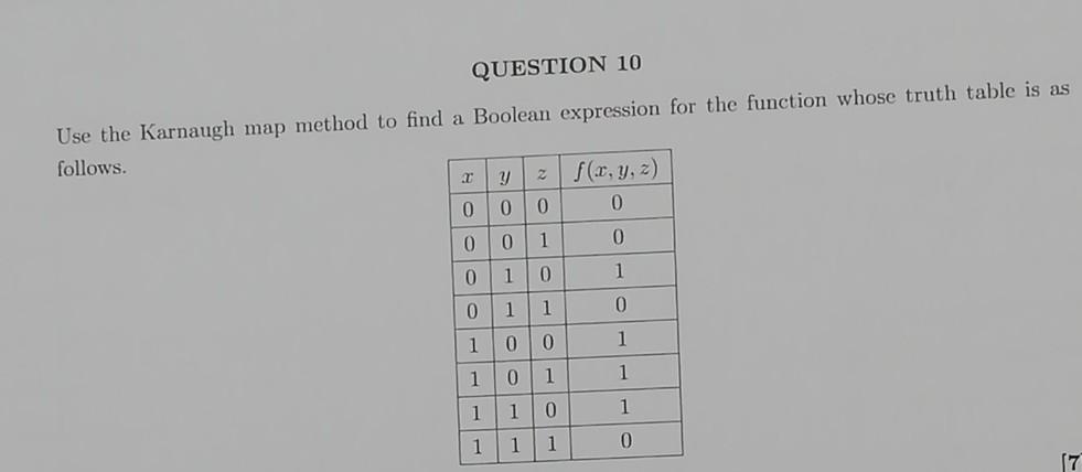Solved QUESTION 10 Use the Karnaugh map method to find a | Chegg.com