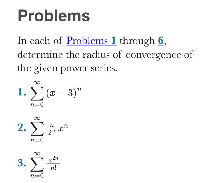 Solved In each of Problems 1 through 6, determine the radius | Chegg.com