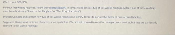 Solved Word count: 300−350 For your first writing response, | Chegg.com
