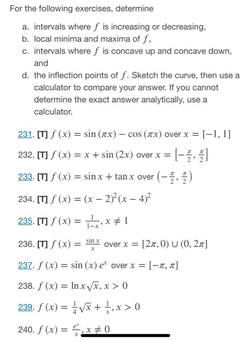 Solved For the following exercises, determine a. intervals | Chegg.com