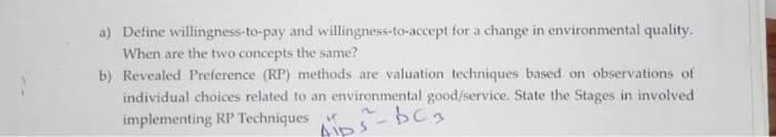 Solved a) Define willingness-to-pay and | Chegg.com