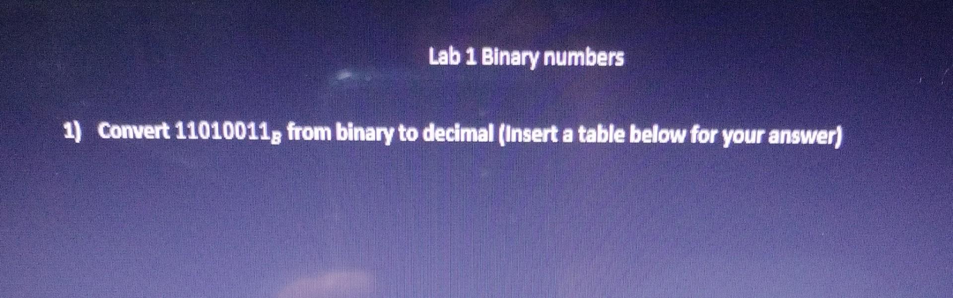 Solved 1) Convert 11010011B from binary to decimal (insert a | Chegg.com