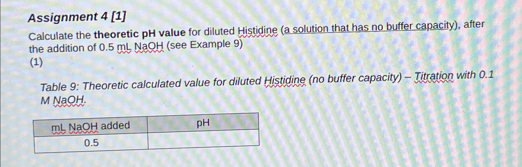 Solved Assignment 4 [1]Calculate the theoretic pH ﻿value for | Chegg.com
