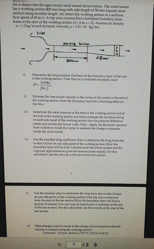Air is drawn into the open circuit wind tunnel shown | Chegg.com