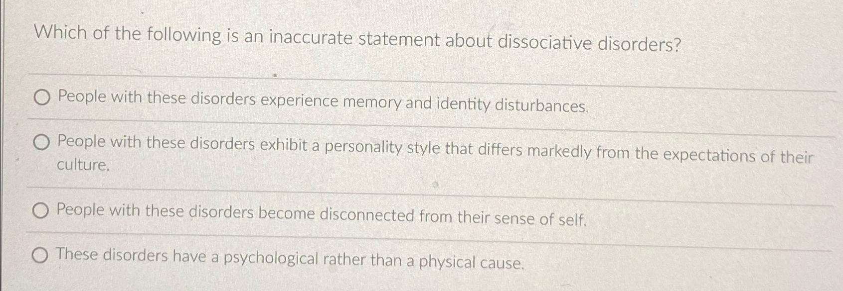 Solved Which of the following is an inaccurate statement | Chegg.com