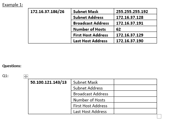 Solved For the following exercises, come up with the subnet | Chegg.com