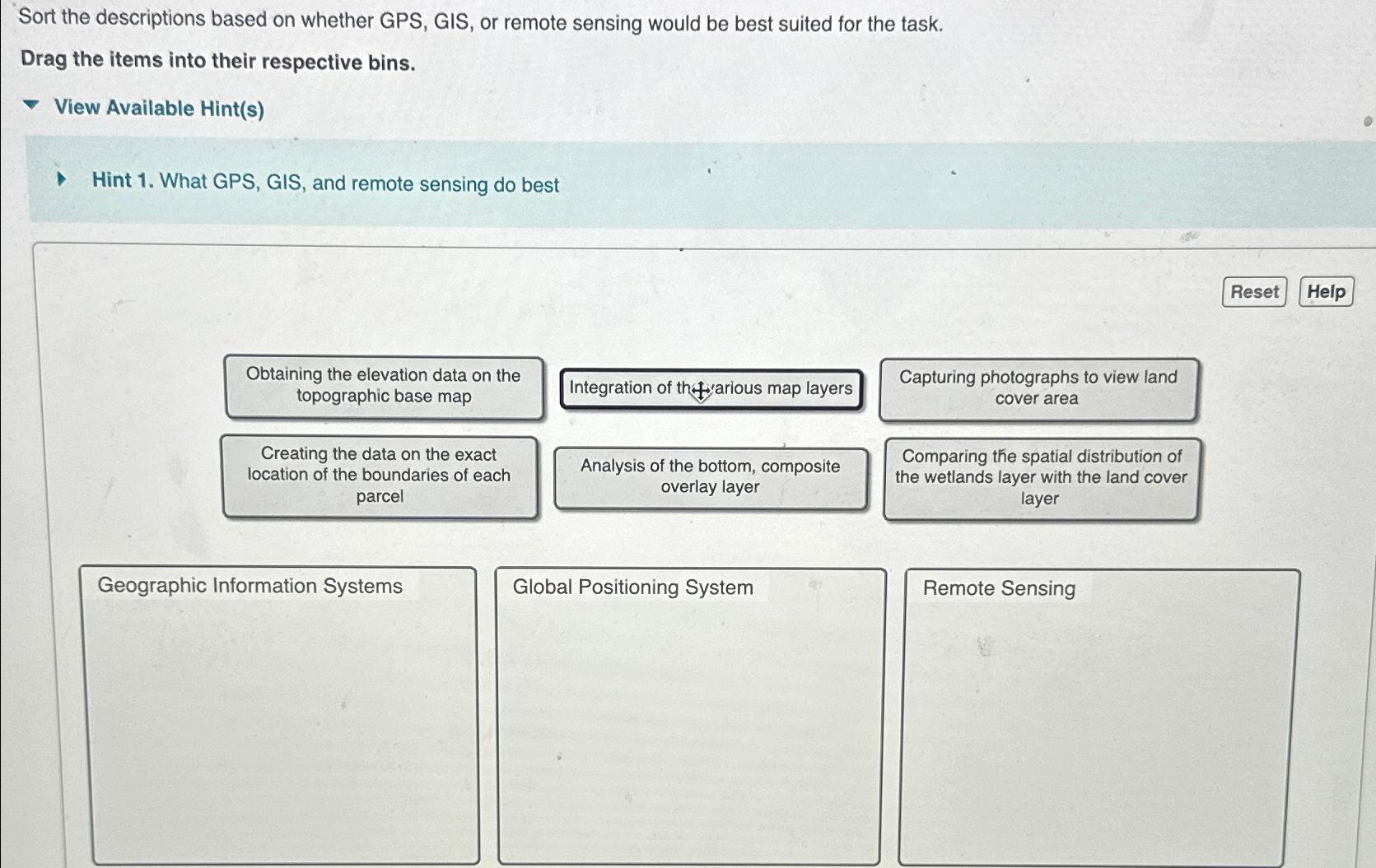Solved Sort the descriptions based on whether GPS, ﻿GIS, or | Chegg.com