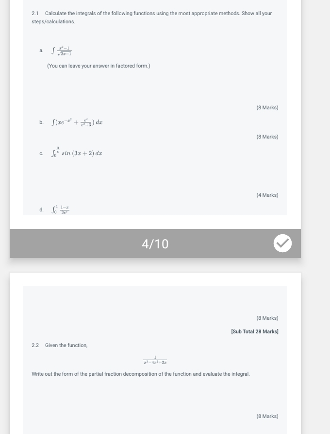 Solved 2.1 ﻿Calculate the integrals of the following | Chegg.com
